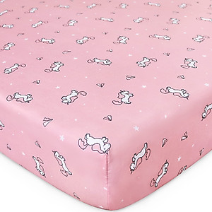 Crib Sheets Girl 4-Pack, Fitted Crib Sheets 52'' x 28'' for Standard Crib & Toddler Mattress, Soft and Breathable Material, Baby Girl Crib Sheets Neutral, Pink