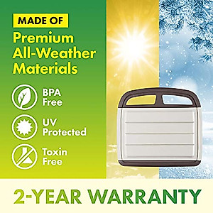 DF OMER Plastic Garden Water Hose Holder with Storage Compartment Fits 150 ft. Hose – 10x7x5 in. Weatherproof Wall Mount Hose Rack Hanger for Outside with 2 Shelves for Garden Equipment