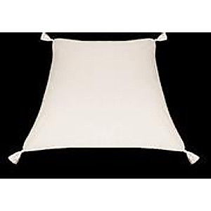Saffron Floor Cushion Cover - Decorative Square Pillowcase White 32x32 inch (80x80 cm) Cotton with Tassels Removable COVER, Insert not included