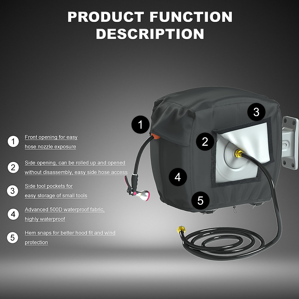 Garden Hose Reel Cover,Heavy Duty Waterproof, Sunproof, UV.All-Weather Protection for Your Hose Reel and Hose