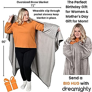 Dreamighty The Wearable Blanket That's Truly a Blanket! Cape and Cozy Throw Blanket in One, Mother s Day Gifts for Mom, Birthday Gifts for Women Who Have Everything, Best Friend, Get Well -Silver Gray