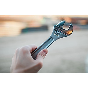 Edward Tools Adjustable Wrench - Heavy Duty Drop Forged Steel - Precision Milled Jaws for Maximum Gripping Power - Rust Resistant Finish - Tempered and Heat Treated Steel - Secure Adjustable Jaw (8")