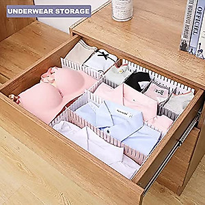 Drawer Dividers Adjustable Organizer 32Pcs - Suitable for Socks,Underwear,Makeup,Tidy Kitchen, Bedroom,White Dresser