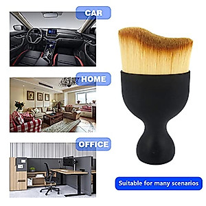 Ajxn 1 PC Car Interior Cleaning Soft Brush, Auto Detailing Brush, Car Dash Duster Brush for Dashboard, Applicable for Cleaning Car Interior or Exterior, Air Vent, Dashboard, Emblems, Engines (Yellow)