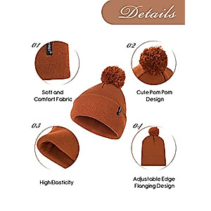 Komorebi Baby Beanie Baby Winter Hat Toddler Knit Hat Cap for Boys Girls Beanies Infant Double Layer Pom Pom Hats 01 Red 6-36 Months