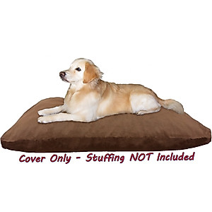 Dogbed4less 55X47X4 Inches Heavy Duty Brown Color Denim Jean Dog Pet Bed External Zipper Cover - Replacement Cover only