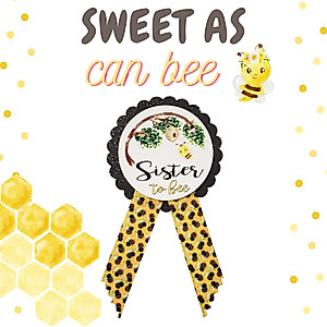 Sister to be Bumblebee Honey Bee Baby Shower Pins for Family Honeycomb by Amy's Bubbling Boutique (Sister)