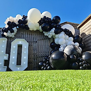 Black and White Balloons, 120pcs White Black Balloon Graland Arch Kit for Birthday Party, Graduation,Bridal Shower, Weddings Decoration