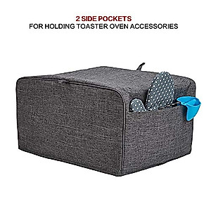 HOMEST Toaster Oven Dust Cover with Accessory Pockets Compatible with Hamilton Beach 6 Slice of Toaster Oven, Grey