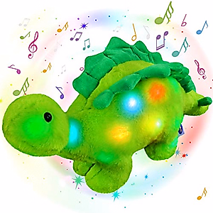 Glow Guards Light up Musical Dinosaur Stuffed Animal LED Singing Soft Stegosaurus Plush Toy with Night Lights Lullabies Ideal Birthday Children's Day for Toddler Kids, 16''