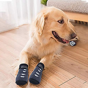 Rypet Anti Slip Dog Socks 3 Pairs - Dog Grip Socks with Straps Traction Control for Indoor on Hardwood Floor Wear, Pet Paw Protector for Small Medium Large Dogs L