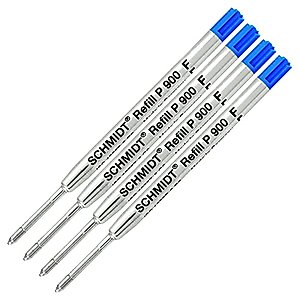 4 Pack - Blue P900 Fine Tip Schmidt Parker Style Ballpoint Refills