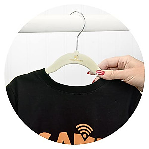 Closet Accessories Kids Velvet Hangers, Sturdy and Space Saving Hangers. Ivory. 50 Pack