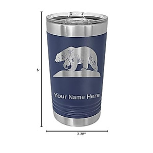LaserGram 16oz Vacuum Insulated Pint Tumbler, Polar Bear, Personalized Engraving Included (Navy Blue)