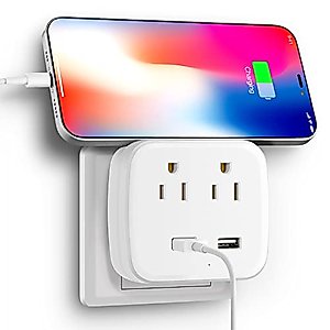 Surge Protector Converter, Outlet Extender with 3 Outlet Splitter and 3 USB Charger (1 USB C), ETL Certified USB Wall Charger Power Adapter, Multi Plug Outlets for Home, Office, School, White
