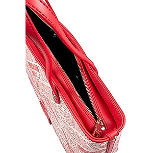 Love Moschino Cream Red Signature embossed construction for womens