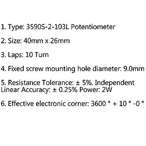 Gump's grocery 10K Ohm 3590S-2-103L Rotary Wirewound Precision Potentiometer Pot 10 Turns