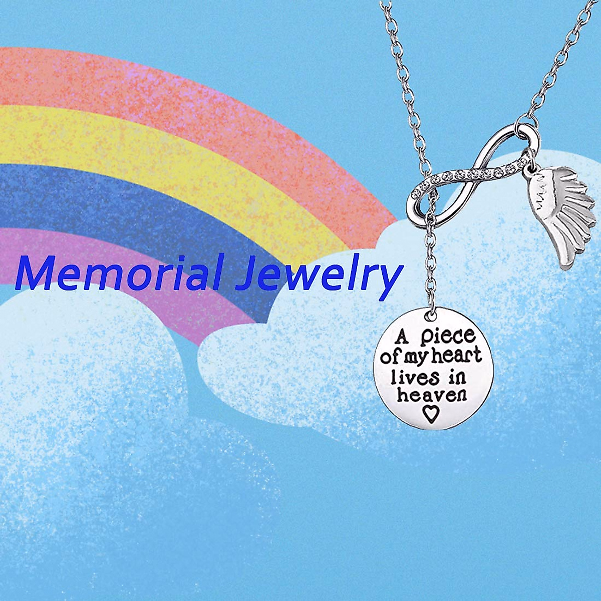 Memorial Jewelry Sympathy Gift A Piece of My Heart Lives In Heaven Lariat Y Necklace Loss Jewelry Gift (Y neckalce)