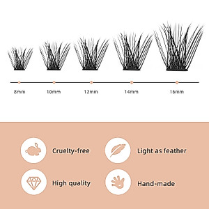 72 Pcs Lash Clusters DIY Eyelash Extension C Curl 14mm Wide Stem Cluster Lashes Individual Lashes Cluster Lashes Wisps Reusable Professional Makeup for Self-application (Volume R-05 C 14mm)