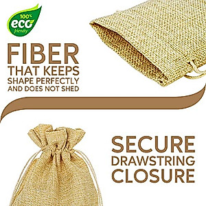 FLAIRYLAND 25 Pack 5" X 8" Linen Burlap Bags with Jute Drawstring for GiftBags Wedding Party Favors Jewelry Pouch, ChristmasBirthday Presents, Snack Sacks and DIY Craft Arts Projects, Brown