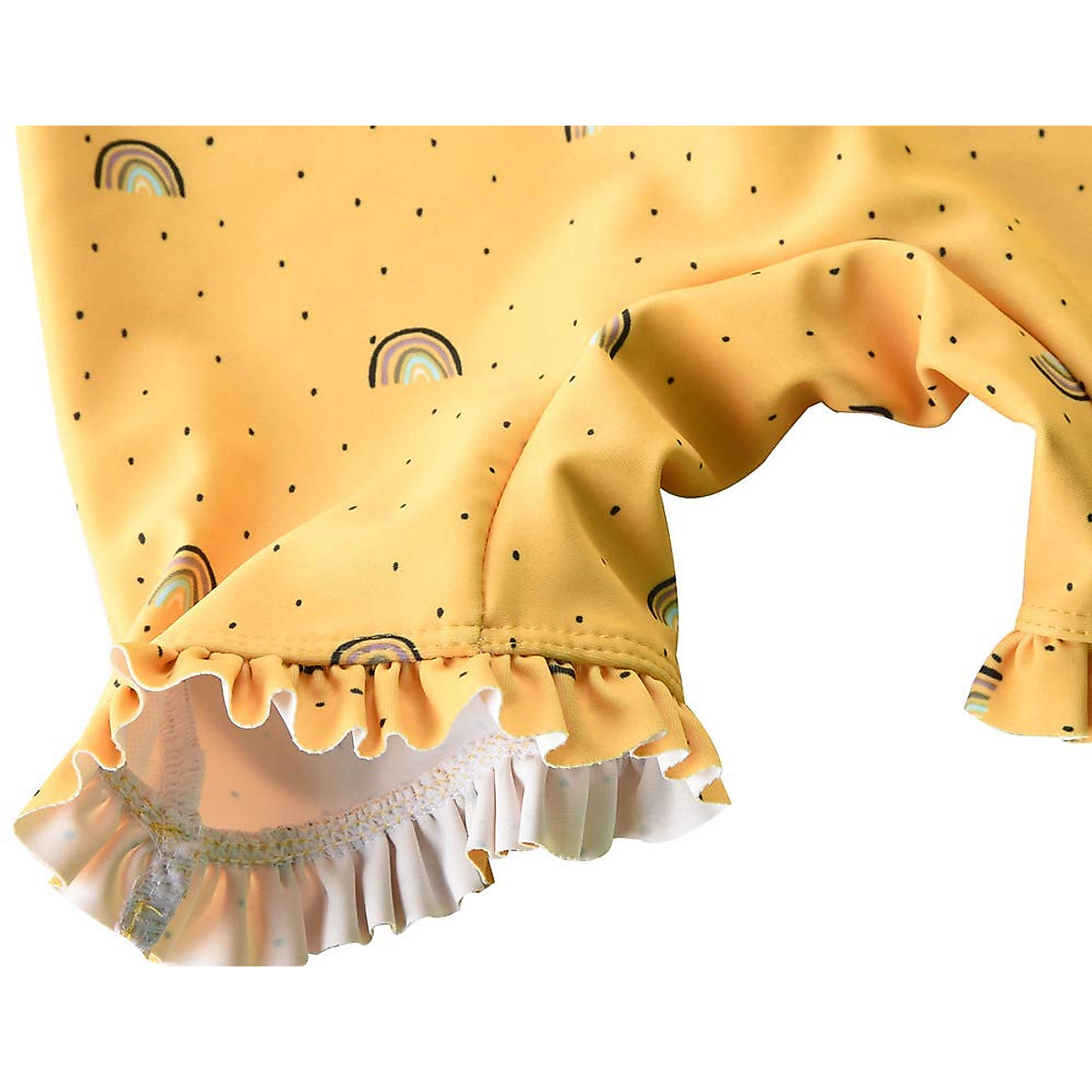 Cadocado Girl Short Sleeve Rash Guard Shirts One Piece Swimsuit UPF 50+ Sun Protection Swimwear,Yellow Print,2-3 Years