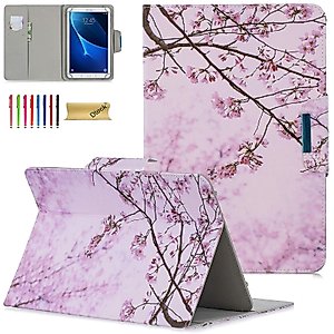Dteck Universal Tablet Case for 10/10.1 Inch Android 11 12 13 14 Tablet, for Lenovo/Samsung Galaxy/UMIDIGI/Fire 10" 10.1" 10.3" 10.4", Lightweight Folio Cute Case with Stand/Card Slots, Pink Floral