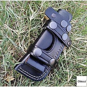 Ottoza Handmade Small Knife Sheath - Leather Knife Sheath RIGHT HAND Bushcraft Knife Sheath - Hunting Knife Sheath - Survival Knife Sheath - Horizontal Carry Black TOP GRAIN LEATHER No:173