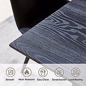 Acanva Expandable Dining Table for 6-8 Seat, Modern Rectangle Design with Extension Leaf for Kitchen Restaurant, Thicker Top and Carbon Steel Pedestal, 70.9''(+23.6)x35.5''x30'', Black