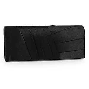 Damara Elegance Satin Cocktail Wedding Handbag Evening Clutch Bag,Black