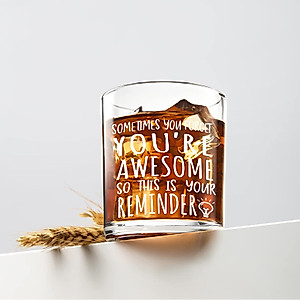 DAZLUTE Thank You Gifts for Men, Sometimes You Forget You're Awesome Whiskey Glass, Appreciation Gift Inspirational Gift Encouragement Gift for Men Coworker Friend Employee, 10oz Thank You Rock Glass