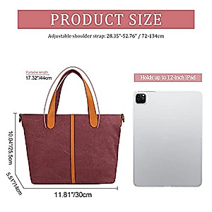 SUKUTU Ladies Canvas Tote Handbags Vintage Roomy Work Bag Casual Daily Purse Top Handle Bag