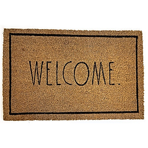 Rae Dunn Welcome Door Mat - 24" x 36" Welcome Mat - Coco Coir Coconut Fiber and Waterproof Rubber Back - Cute Decor Indoor and Outdoor Rug for Front Porch, Entrance, Entryway, Patio