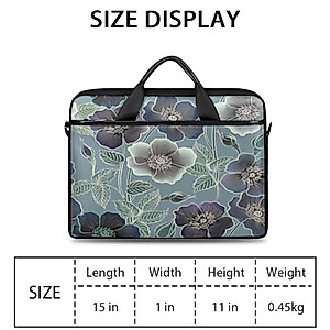 Vintage Flowers Laptop Computer Bag Waterproof Shoulder Messenger Bag 13-15 inch Durable Laptop Tote Bag with Shoulder Strap Handle Lightweight Crossbody Briefcase
