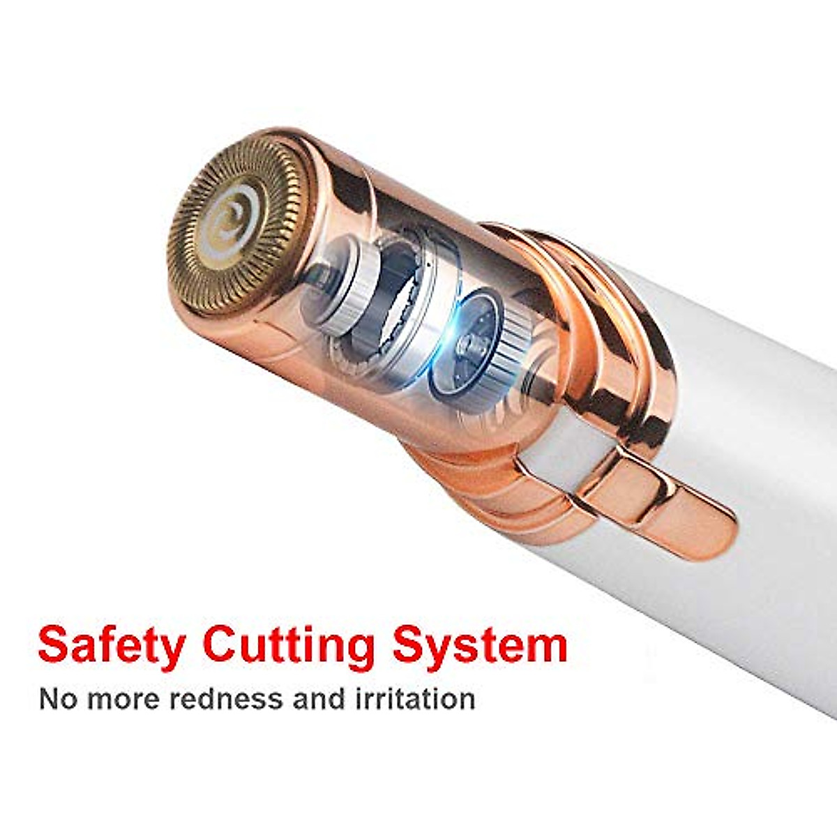 Sky Tower Professional Battery-Operated Women's Painless Facial Hair Remover, IPX7 Waterproof, for Face Upper Lip Chin Peach Fuzz Cheeks Arm (White)