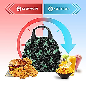 Yrindyiz Octopus Lunch Box, Insulated Lunch Bag Portable Lunch Box Tote with Adjustable Shoulder Strap for Girls Women Boys Men (Octopus)