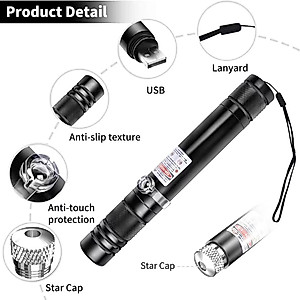 Cowjag Laser Pointer, Long Range Red Laser Pointer,Laser Pointer High Power Pen, Red Pointer Rechargeable for Hiking, Cat Laser Toy USB Charge(Red Light)