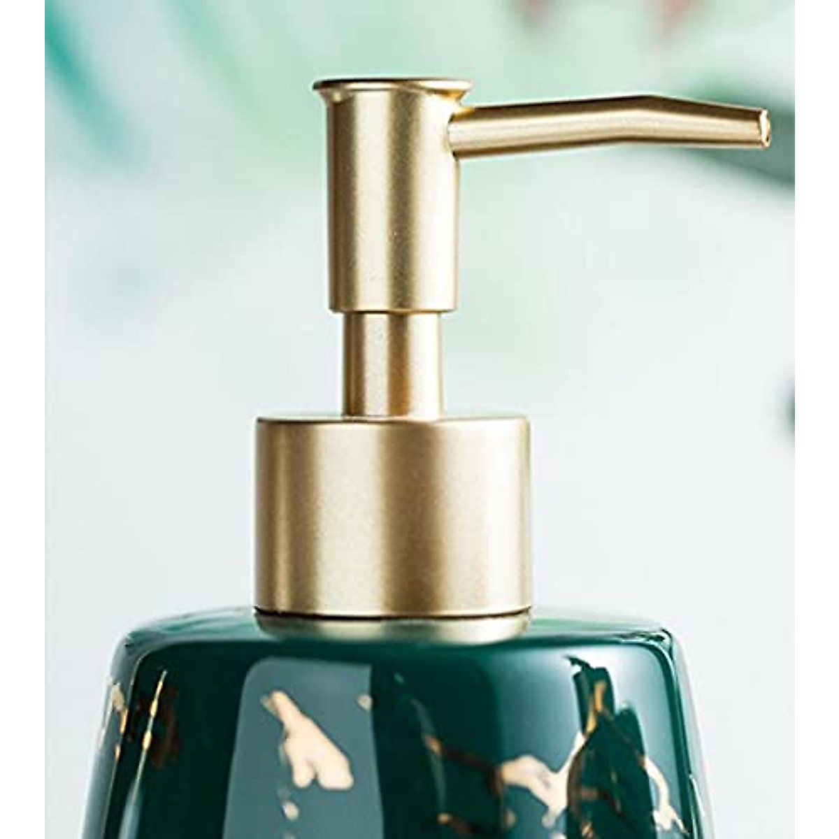 Bathroom Accessories Set, Marble Pattern Bathroom Vanity Countertop Accessory Set Toothbrush Holder Set with Soap Dispenser, Toothbrush Holder, Tumbler, Soap Dish (Dark green bathroom 3-piece set)