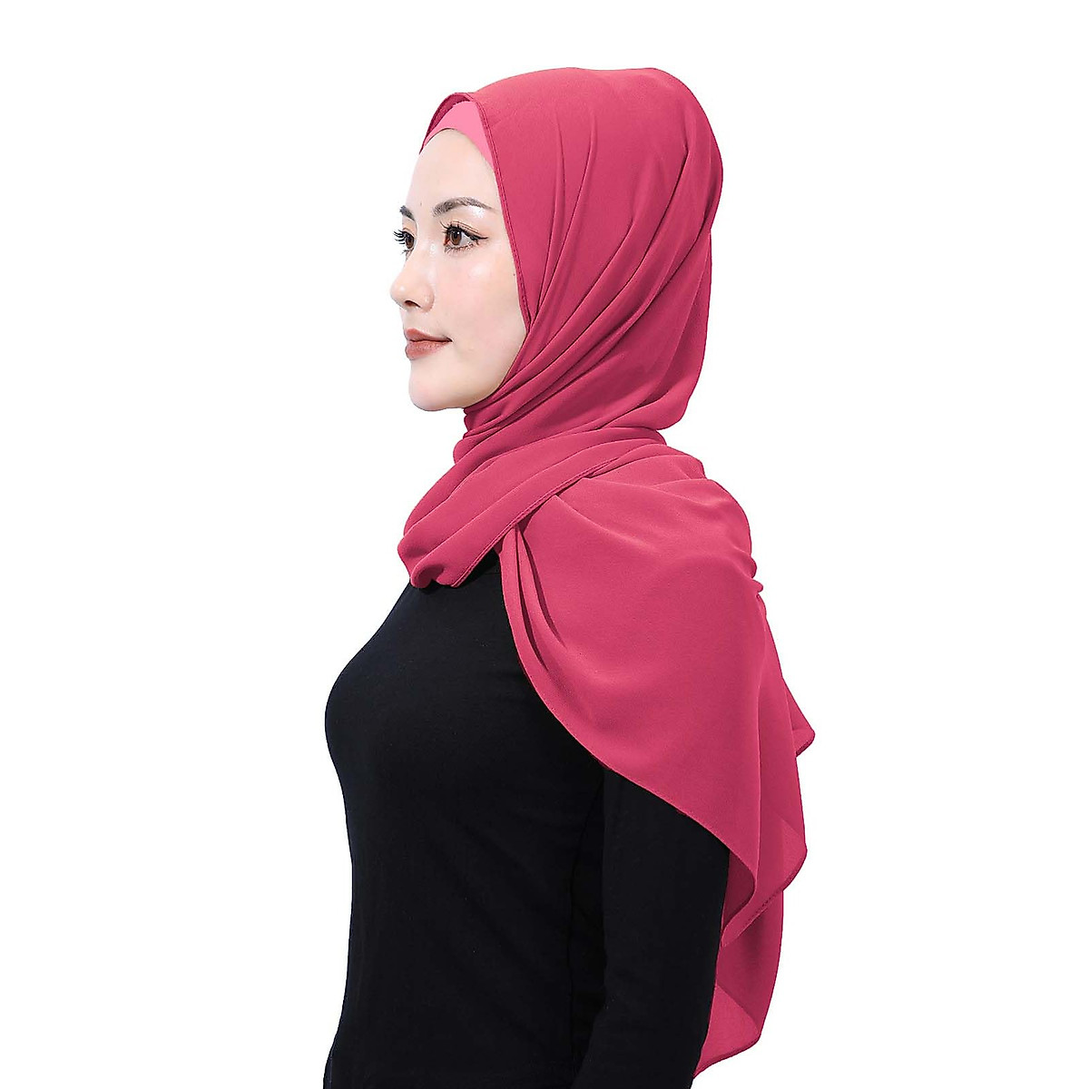 PeacePray Matched Hijab and Undercap Set, Chiffon Muslim Head Scarf for Women, A Perfectly Decent Combination, Mustard