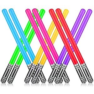 12Pcs Inflatable Light Saber Sword Party Balloons, Light Saber Sword Stick Balloons Set for Costume Fancy Dress Party Favors Halloween Party Supplies Balloons Photo Booth Props (6 Colors)