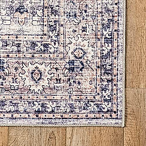 nuLOOM Indy Vintage Stain-Resistant Machine Washable Area Rug, 8' x 10', Grey