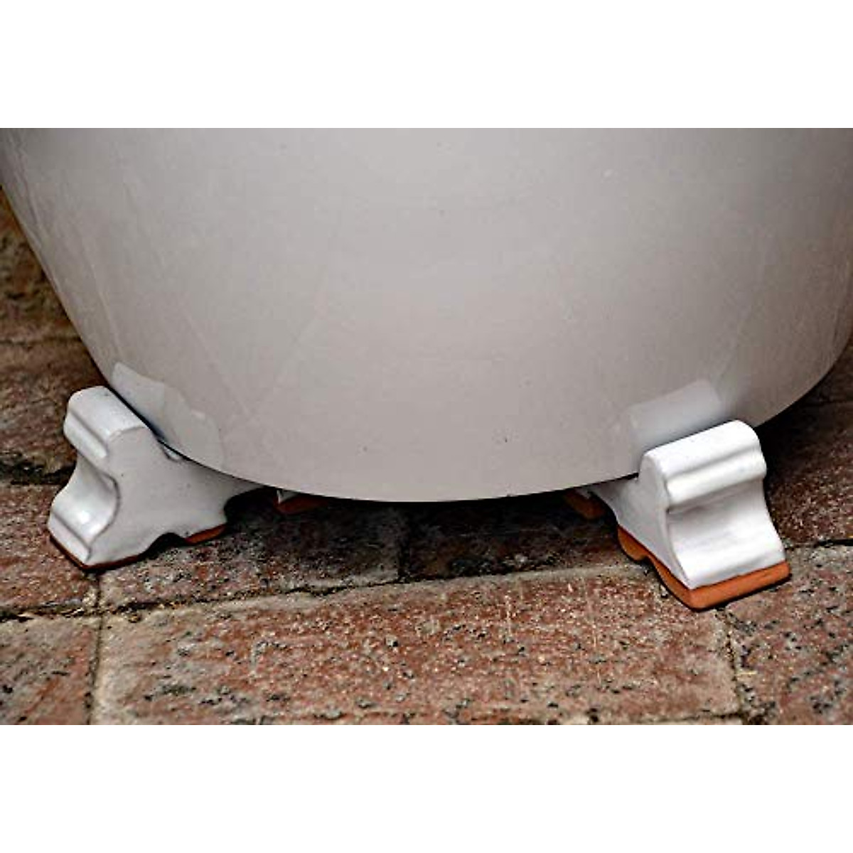 Ceramic Pot Feet 3-Pack -White Glaze- Made In USA- Flower Pot Risers Glazed Ceramic - Handmade - Stoneware Clay - Frost Proof - Made For Planters- 3" Long x 1.5" Tall - Recommended for 14"-20" Pots