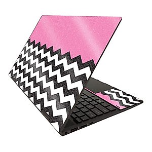 MightySkins Glossy Glitter Skin for HP Envy x360 15" (2020) - Pink Chevron | Protective, Durable High-Gloss Glitter Finish | Easy to Apply, Remove, and Change Styles | Made in The USA