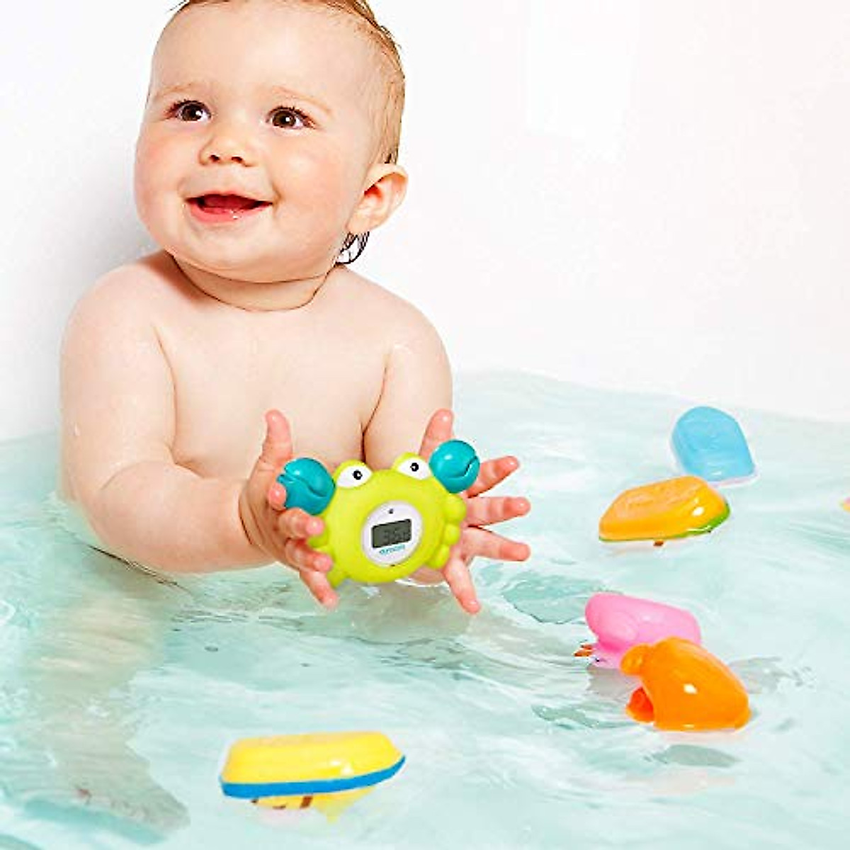Aycorn Digital Baby Bath Thermometer Baby Safety - Fahrenheit Water Temperature Thermometer & Room Thermometer with LED Display and Temperature Warning - Infant Baby Bath Toys Floating Toy Thermometer