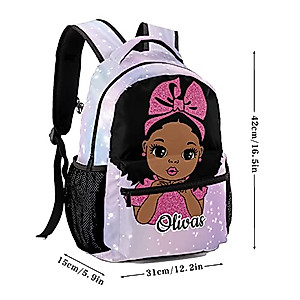 BEYODD Custom Kids Backpack, Personalized Student School Bags for Boys & Girls, Bookbags for Travel Shiny Lights Girl