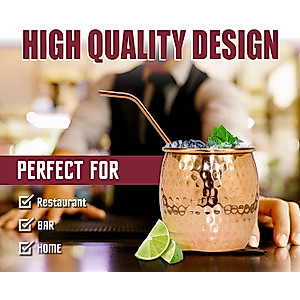 G GOODYGOODS Moscow Mule Copper Mugs: Make Any Drink Taste Much Better! 100% Pure Solid Copper His & Hers Gift Set- 2 Hammered 16 OZ Copper Cups 2 Unique Straws, Jigger & Recipe Booklet!