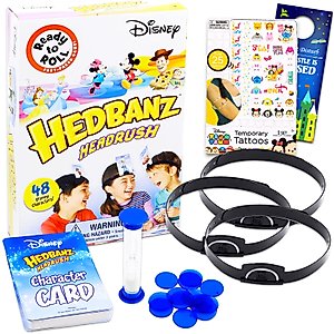 Disney Hedbanz Headrush Game Bundle Disney Headbanz Headrush Ready to Roll Game Disney Board Games for Kids Families Disney Card Games Party Supplies hedbanz disney game for kids