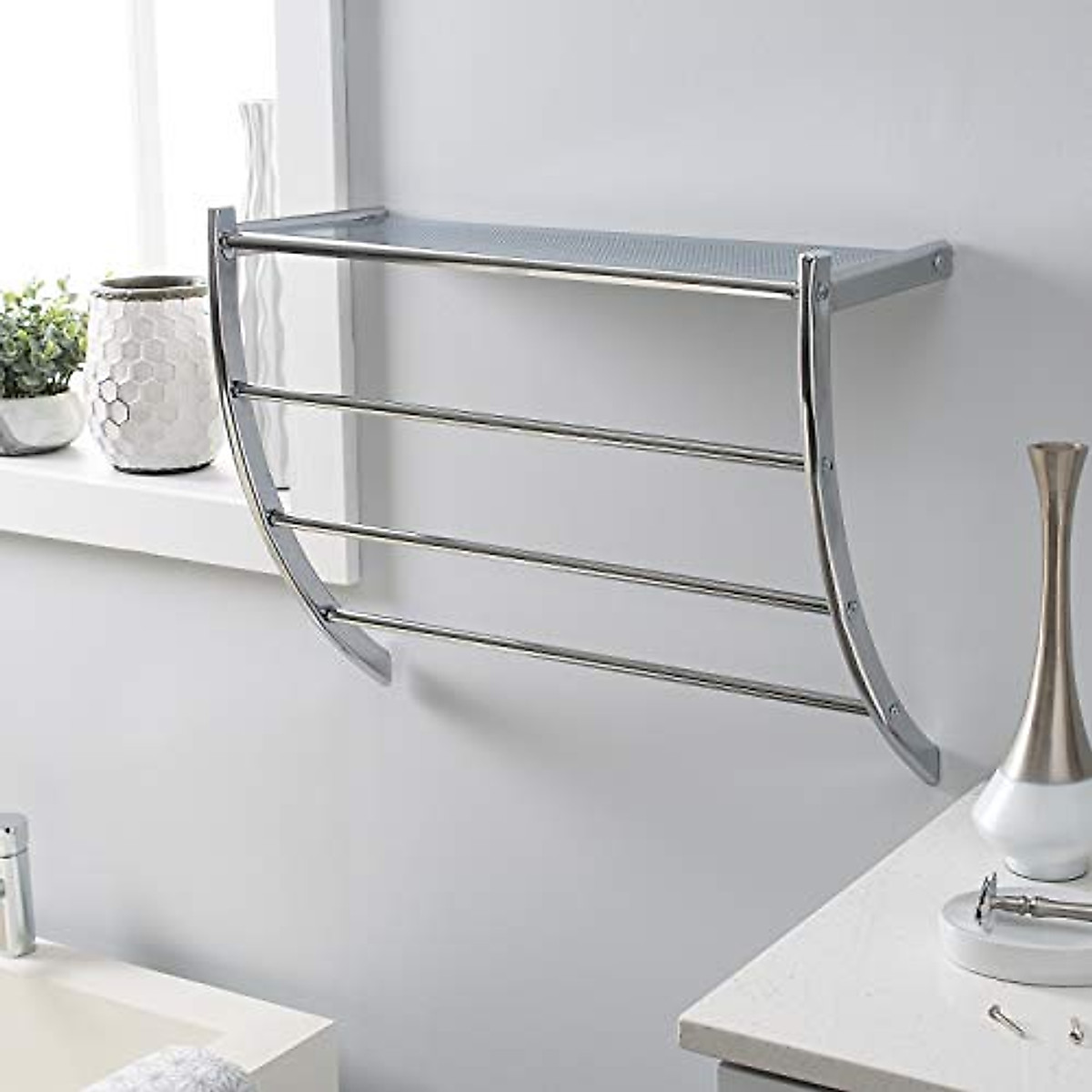 Organize It All Neu Home Curved Towel with Shelf Metallic 1747W