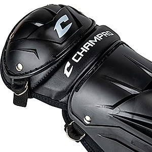 CHAMPRO Optimus MVP Single Knee Baseball Catcher’s Leg Guards, 12" Shin Length, Black, CG112B
