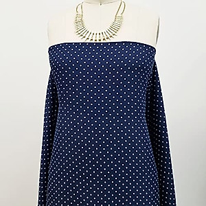 Texco Inc Wool Dobby Polka Pattern/100% Poly No Stretch Dotted Prints Woven Decoration Apparel Home/DIY Fabric, Navy Offwhite 3 Yards