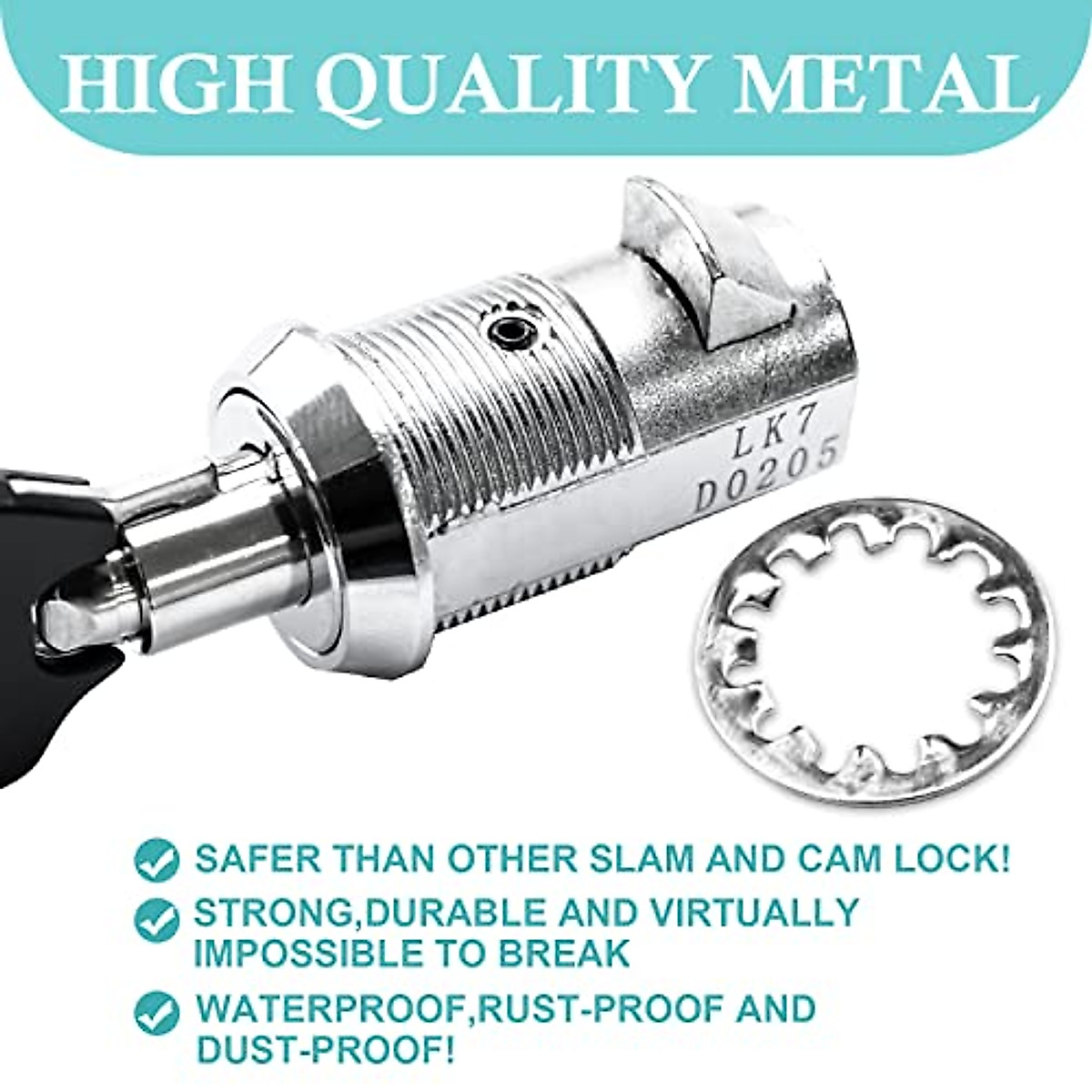 3 Pack Tubular Cam Locks Tubular Keyway (Keyed Aliked) Slam Lock for Cabinet Drawer